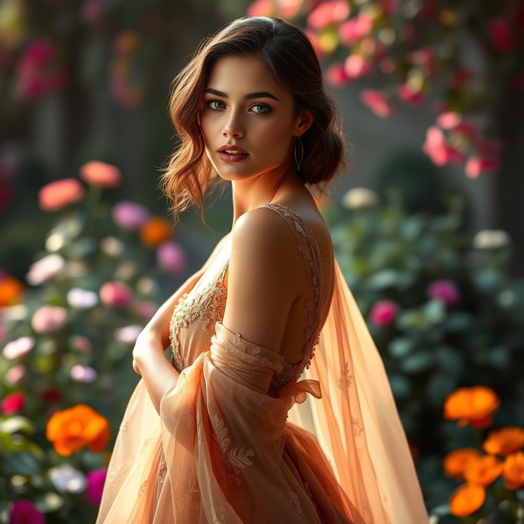 Stunning Elegance: Fashion Model in Luxurious Gown