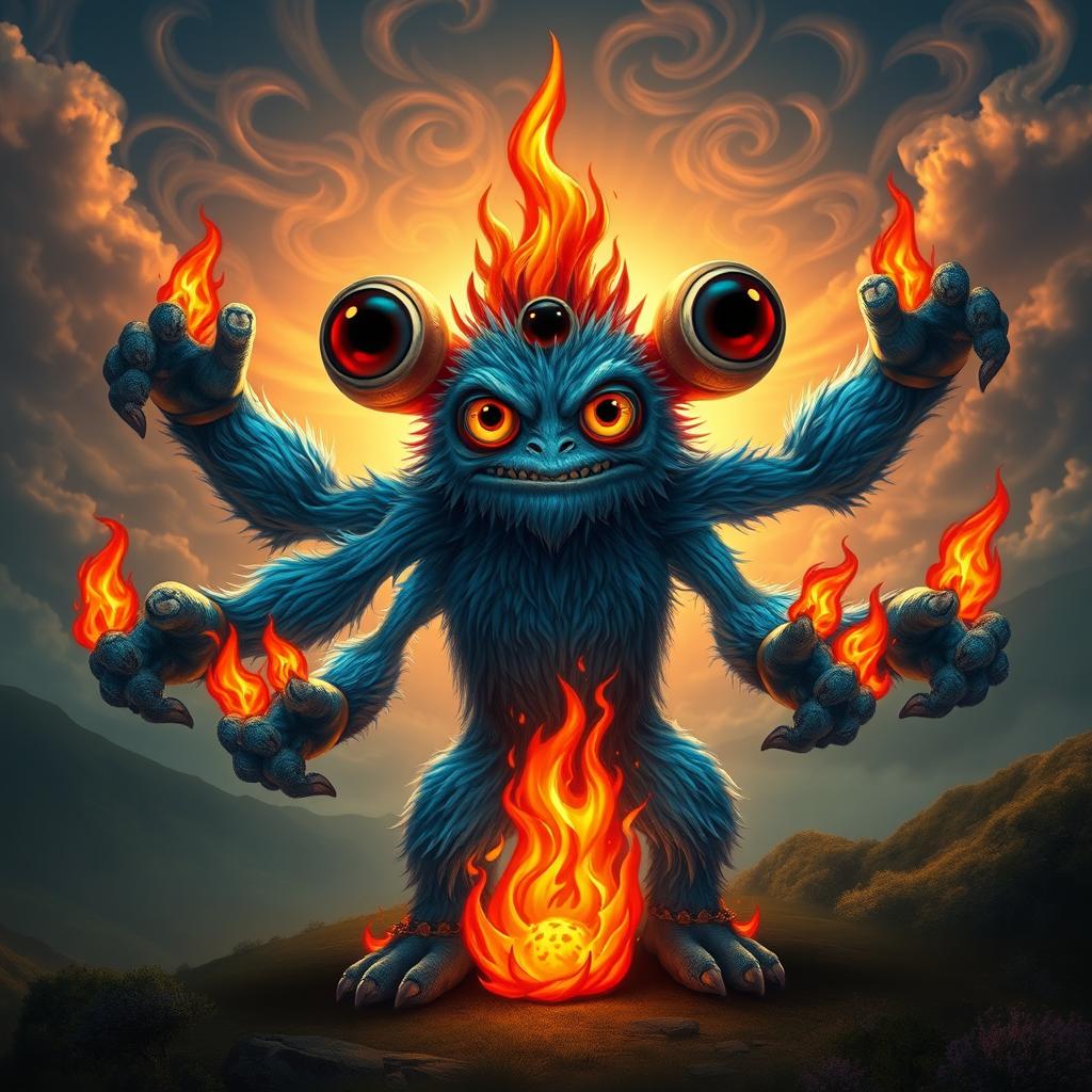 Unleash Your Imagination: The Six-Armed Heatblast-Inspired Creature