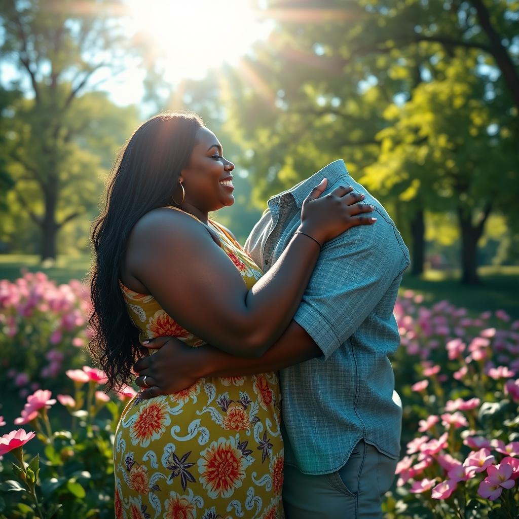 Romantic Embrace: A Heartwarming Scene of Love in Nature