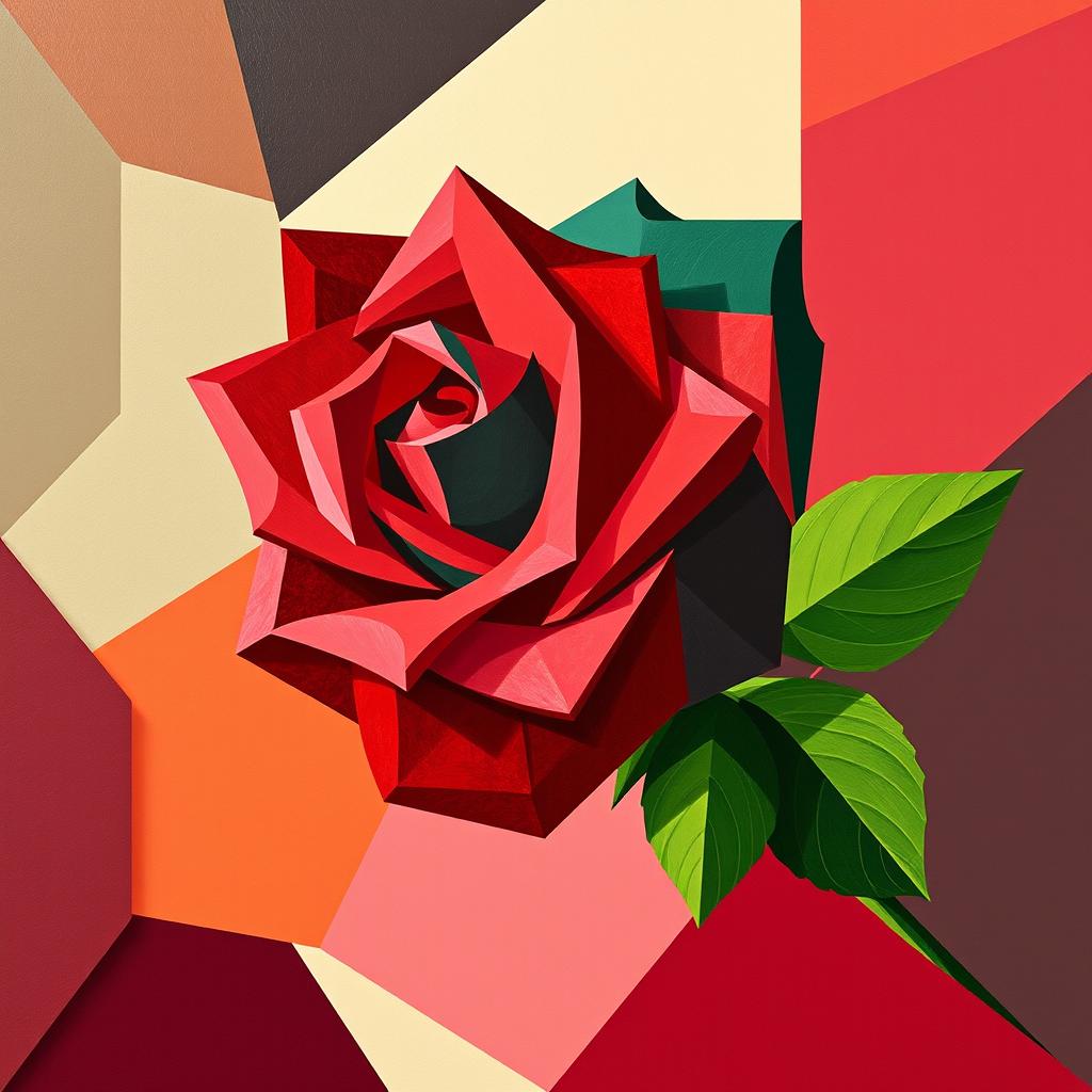 Geometric Elegance: A Cubist Rose