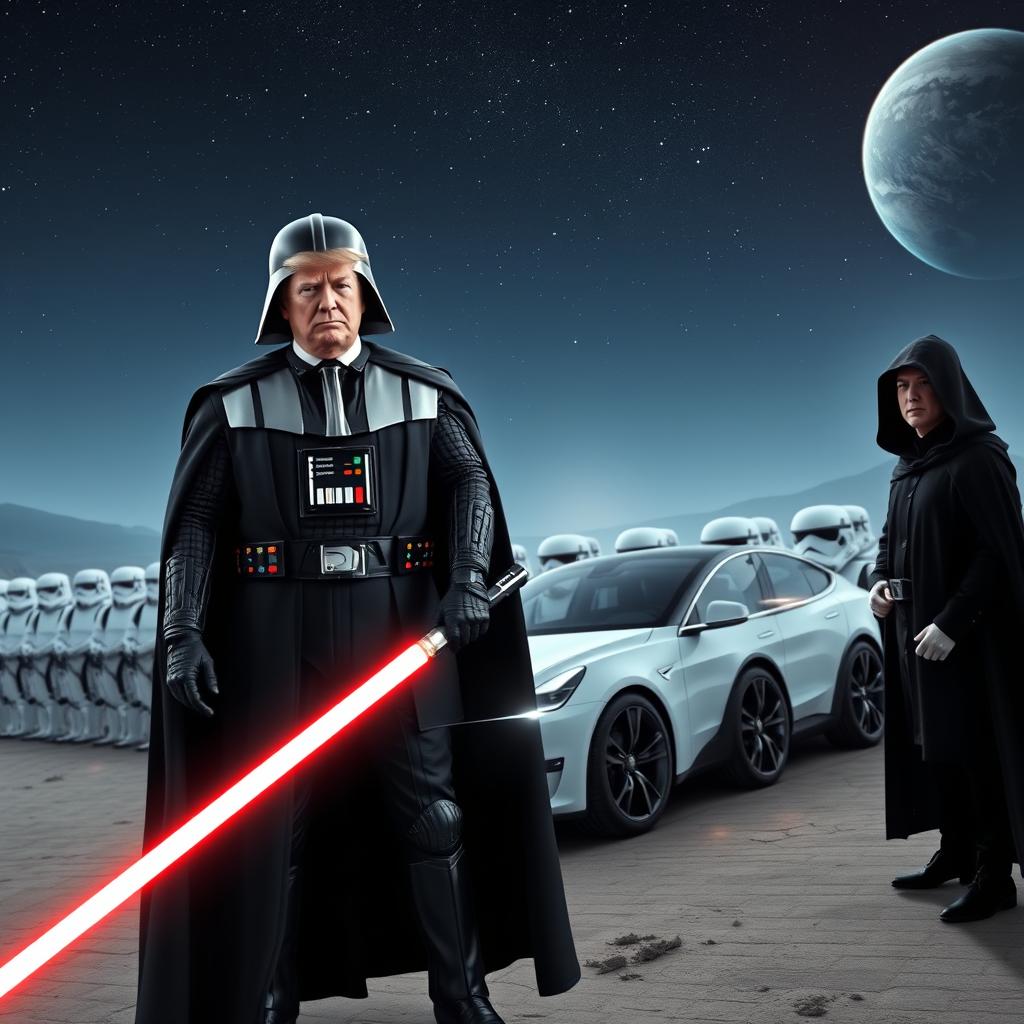 Epic Sci-Fi Showdown: Trump as Darth Vader & Musk as Darth Sidious