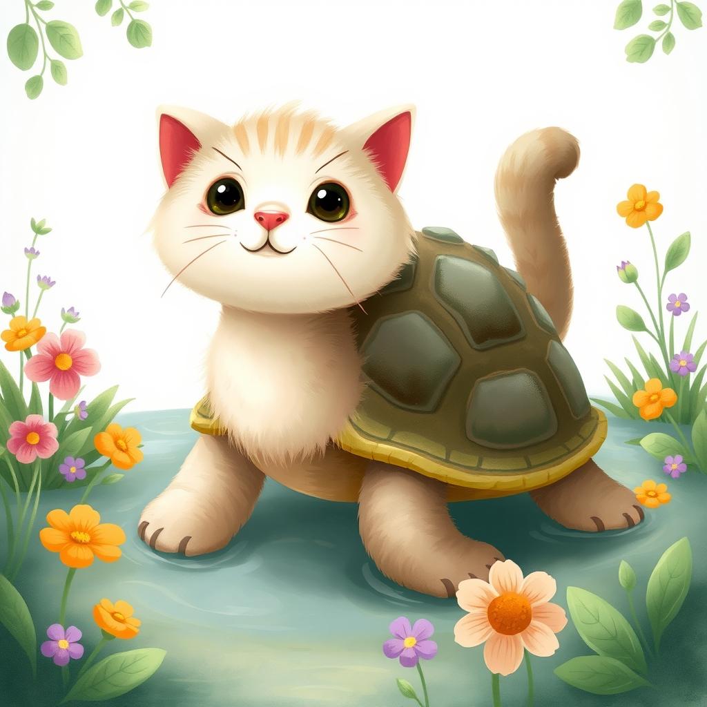 Whimsical Cat-Turtle Fusion