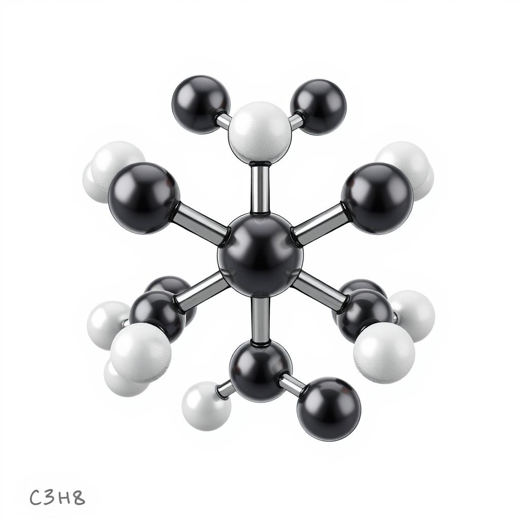 Explore the 3D Model of Propane Atom (C3H8)