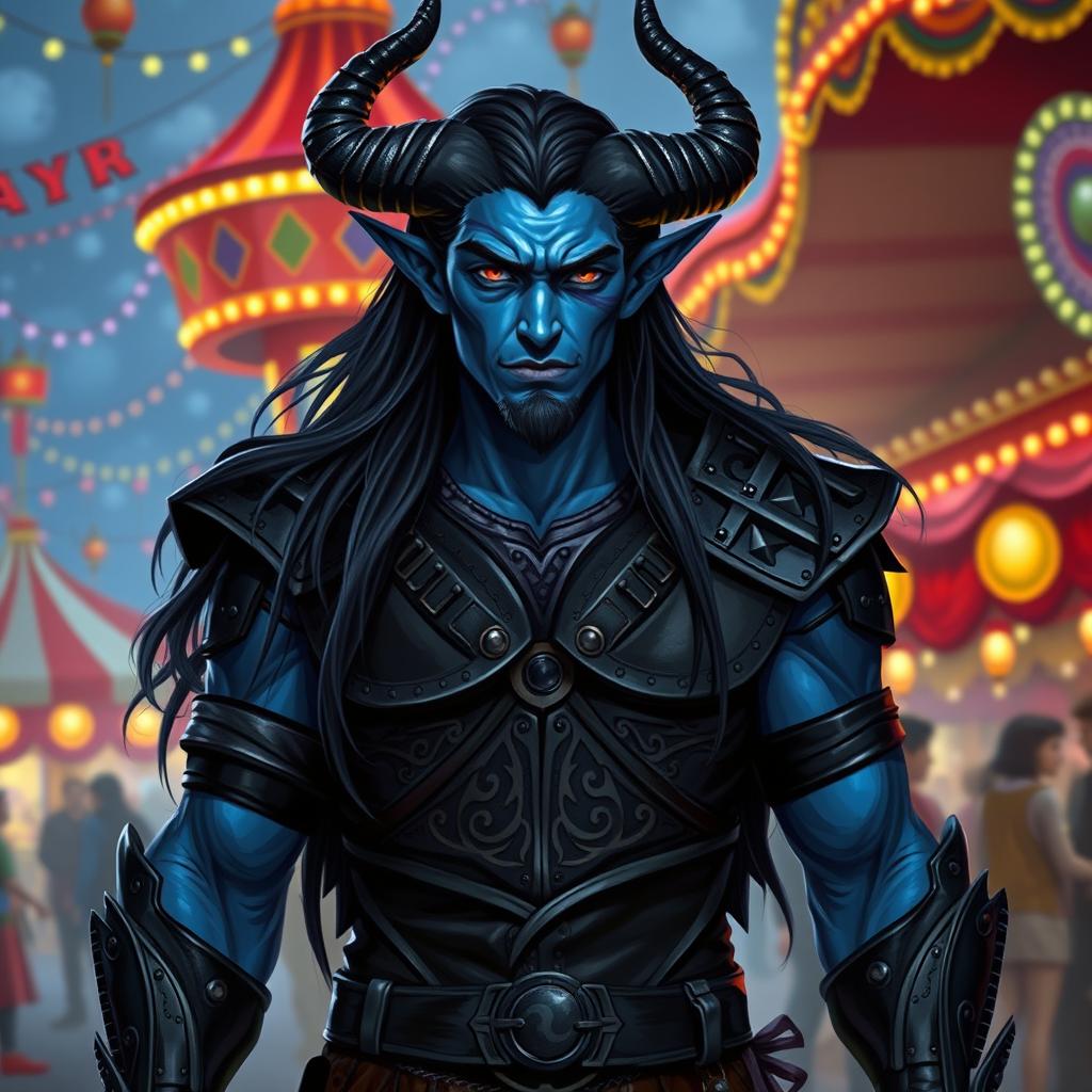 Meet the Blue Tiefling Warrior