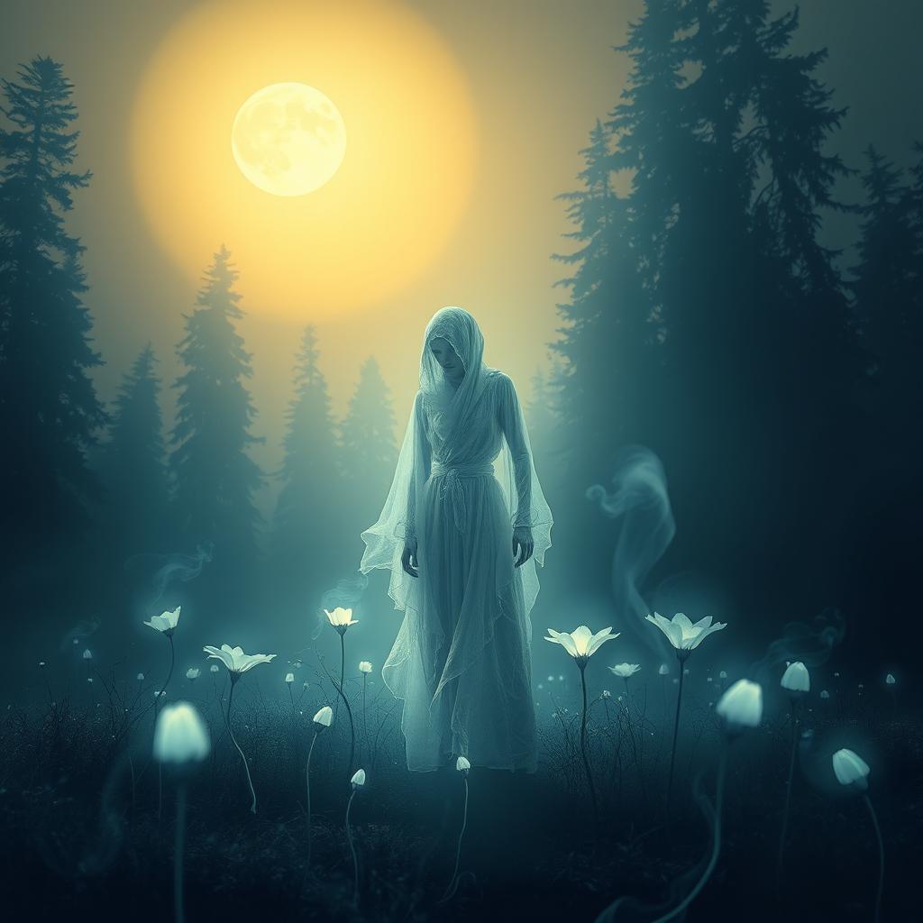 Between Life and Death: A Haunting Forest Scene