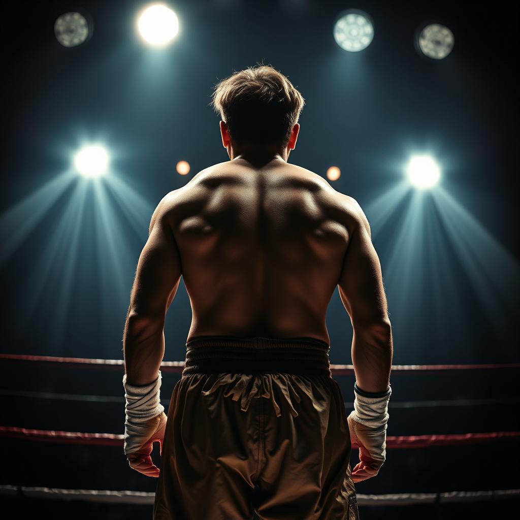 Intense Book Cover Concept: Boxing Ring and Rugged Protagonist