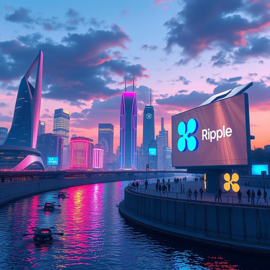 Futuristic Digital Landscape: Vibrant City with Neon Lights