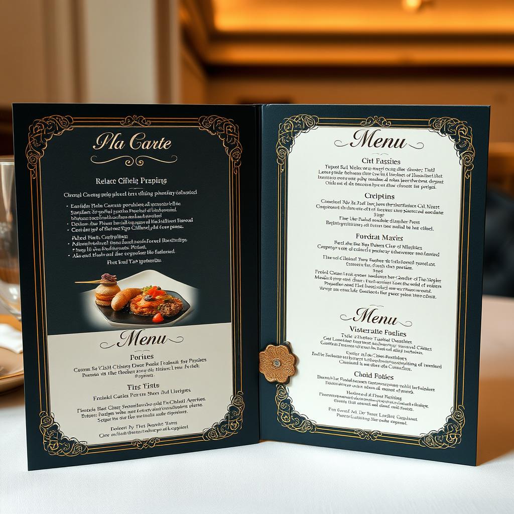 Sophisticated A'la Carte Menu Design
