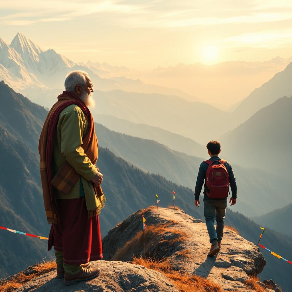 Proud Nepali Father on a Mountain Ridge
