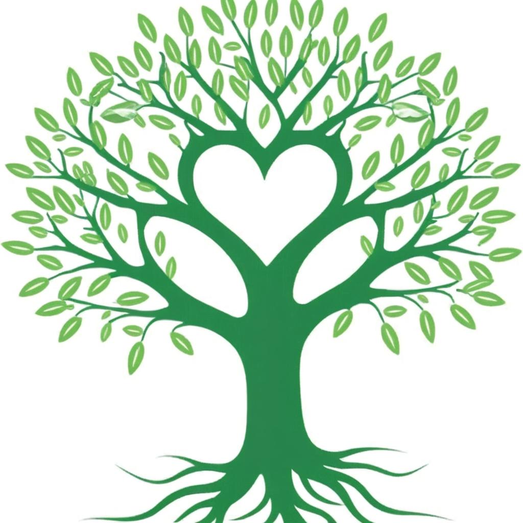 Stylized Heart Tree with Seven Branches - Eco-Friendly Art