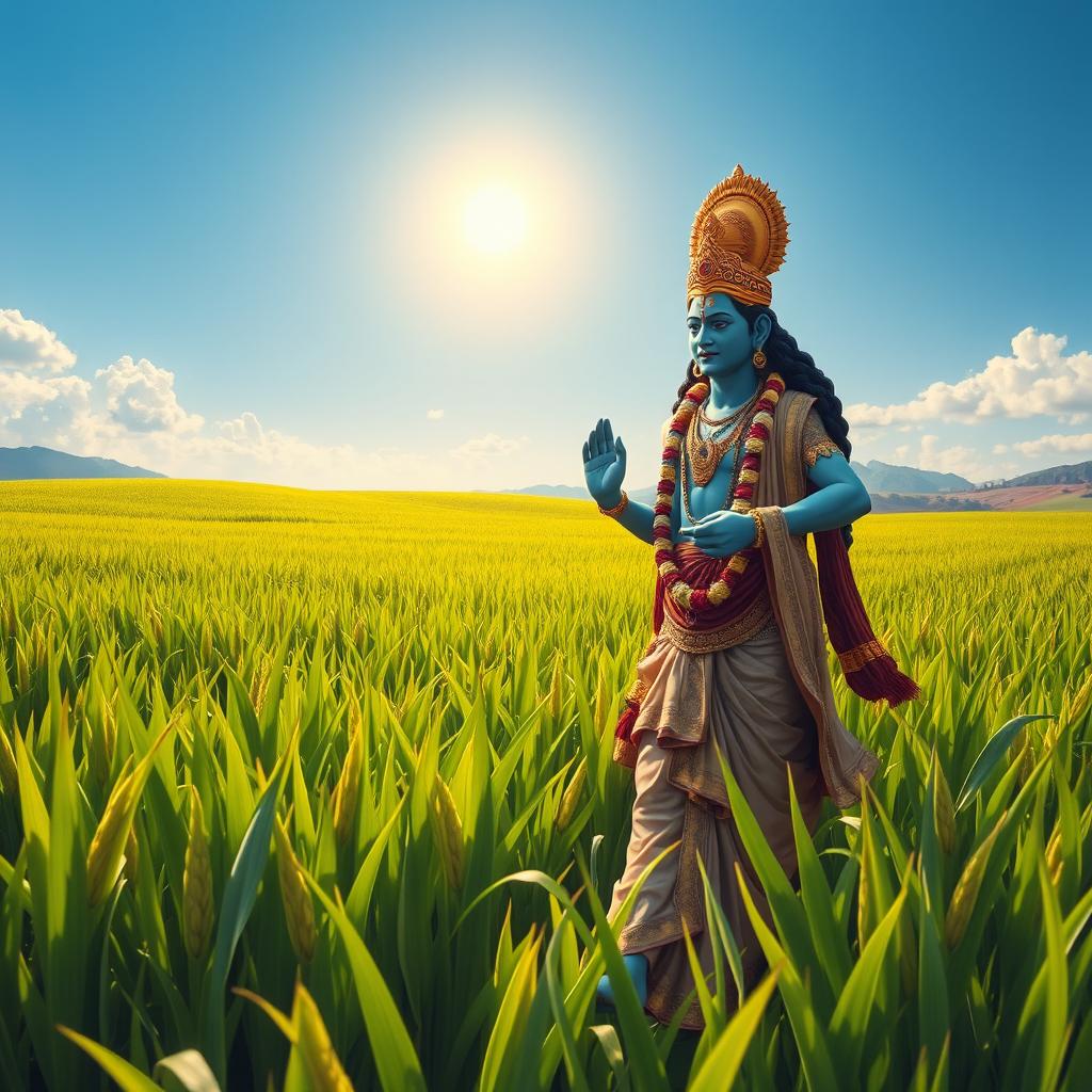 Divine Serenity: Lord Badrakali in Lush Fields