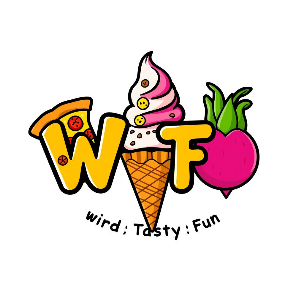 Vibrant Logo Design for 'WTF' - Weird, Tasty, Fun