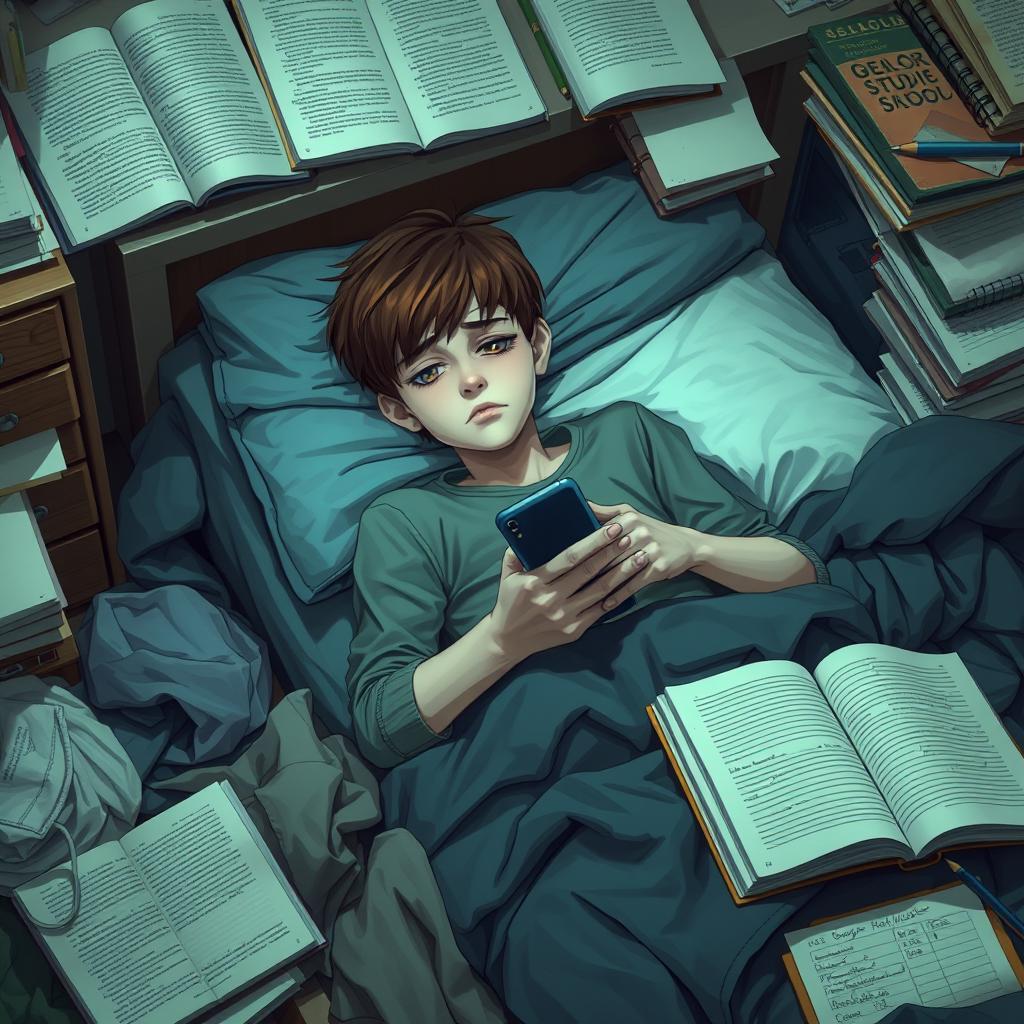 Emotional Depth: A Sad Boy in a Cluttered Room