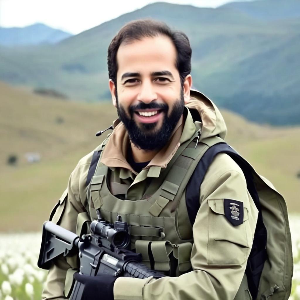 Vivid Military Figure in Camouflage - Striking Contrast Art