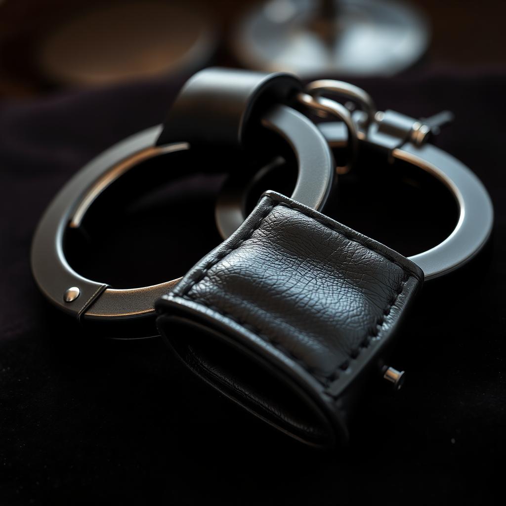 Edgy Elegance: Glossy Black Leather Handcuffs