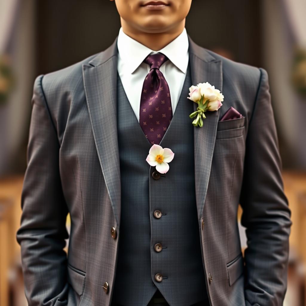 Groom's Elegance: A Realistic Portrayal