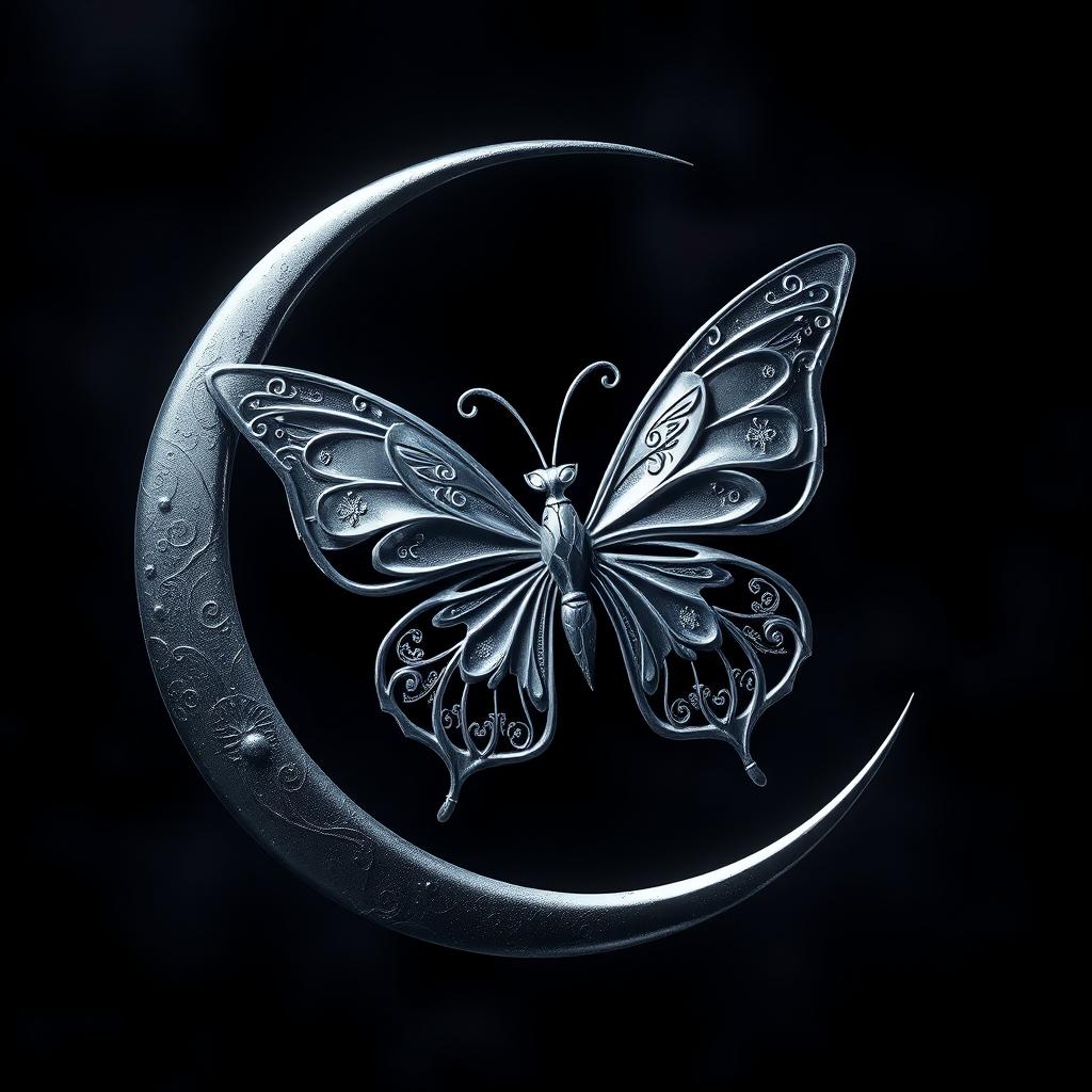 Enchanting Crescent Moon and Butterfly Symbol
