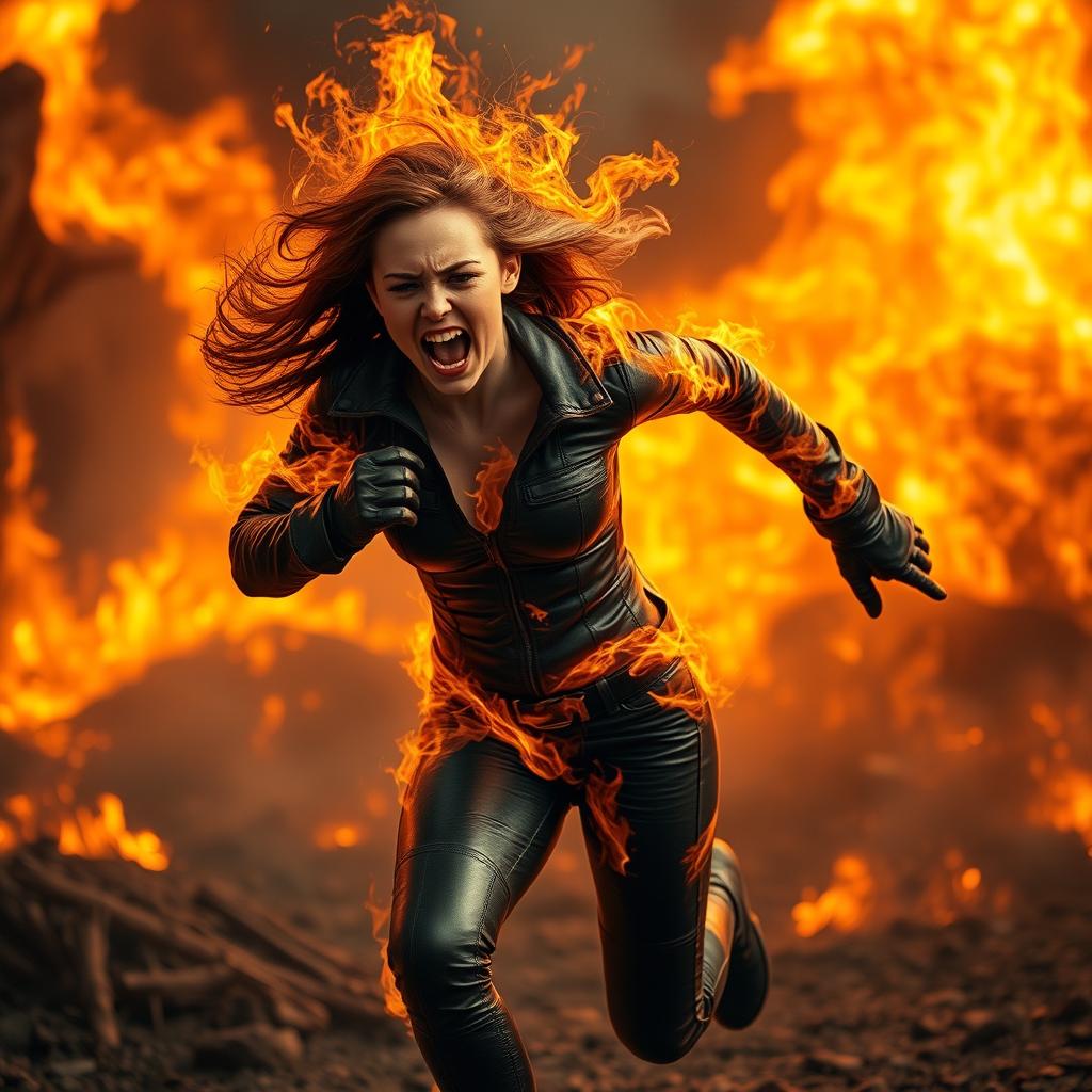 Fiery Fury: Woman in Flames