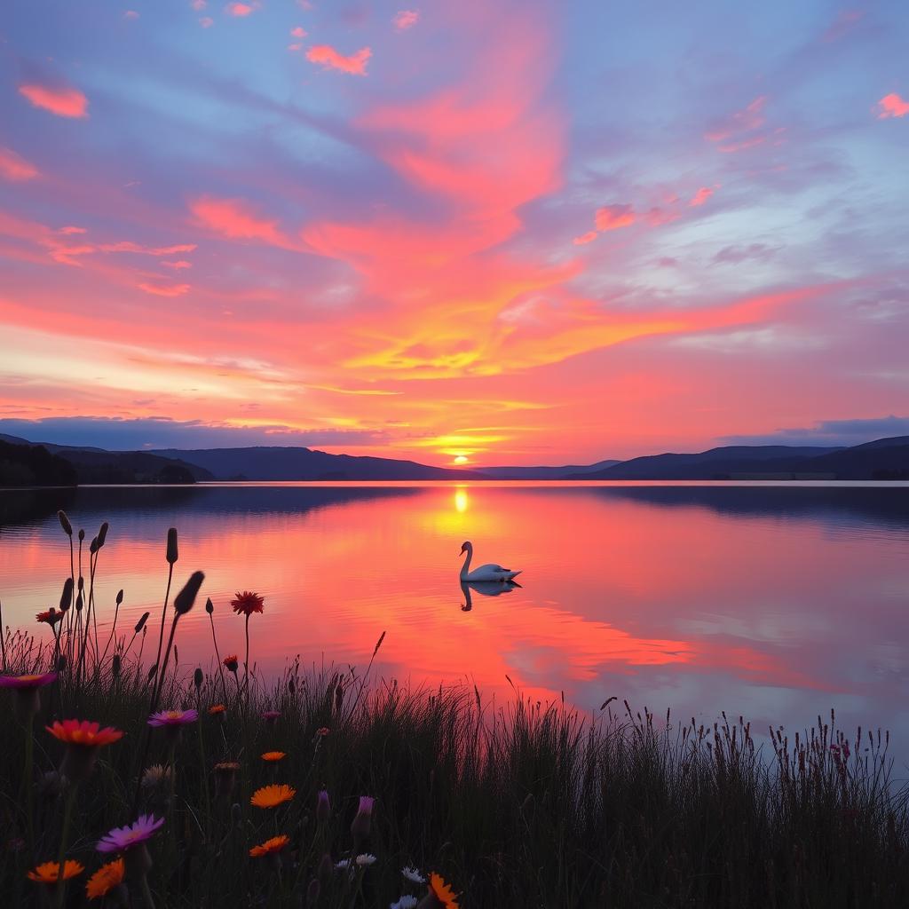 Sunset Serenity: Tranquil Lake Vibes