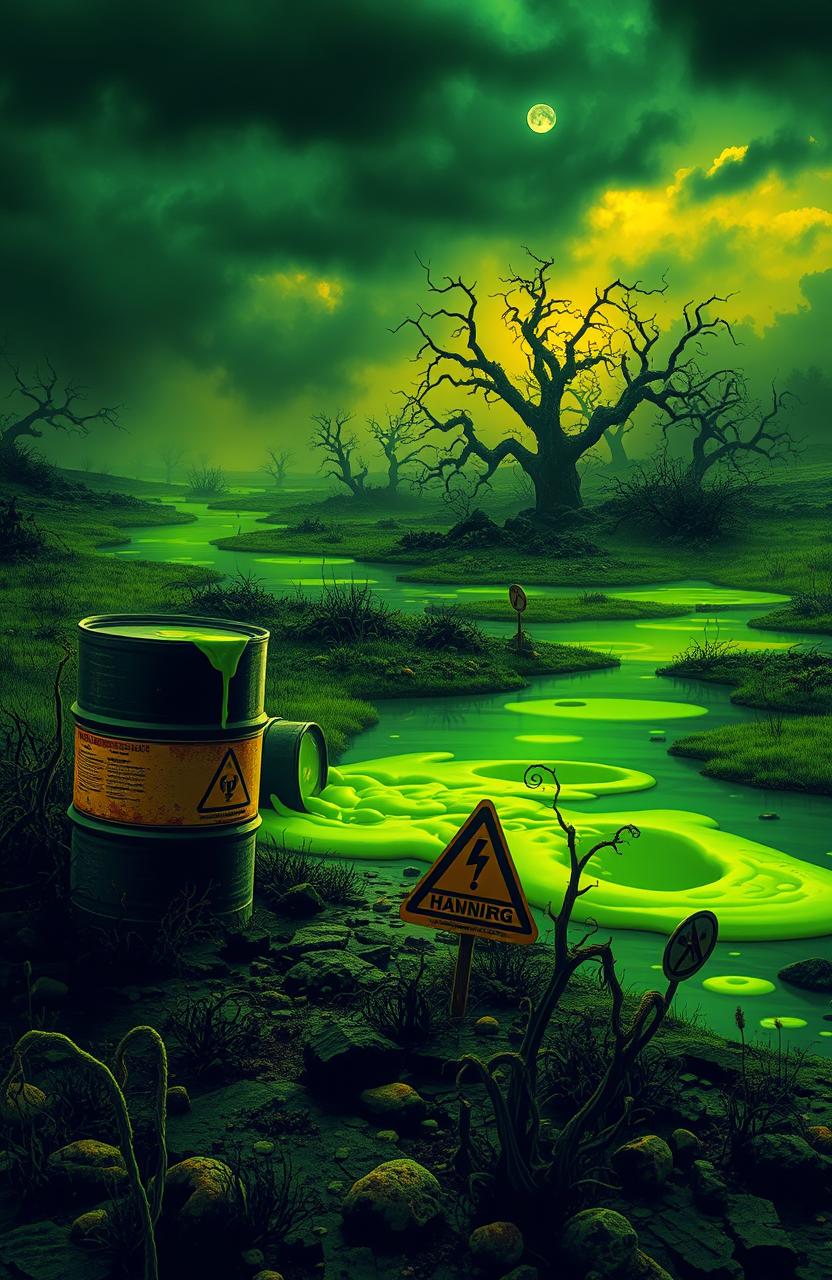 Bold Toxic Waste Scene: A Glowing Nightmare