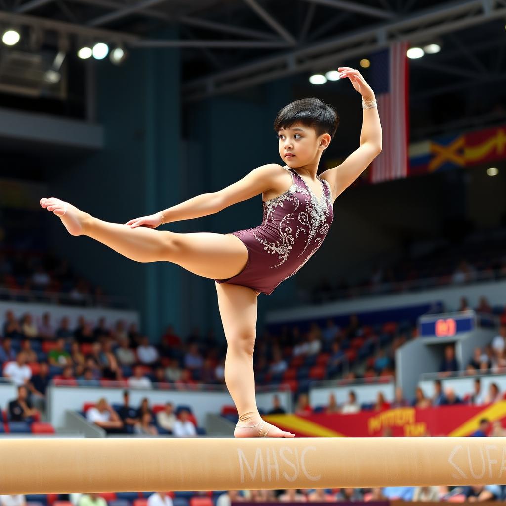 Unleash Grace: Young Russian Gymnast on the Beam