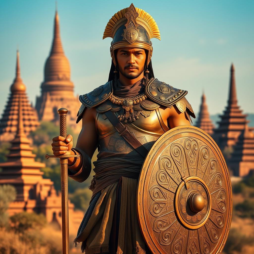Majestic Burmese Warrior | Bagan Period Art