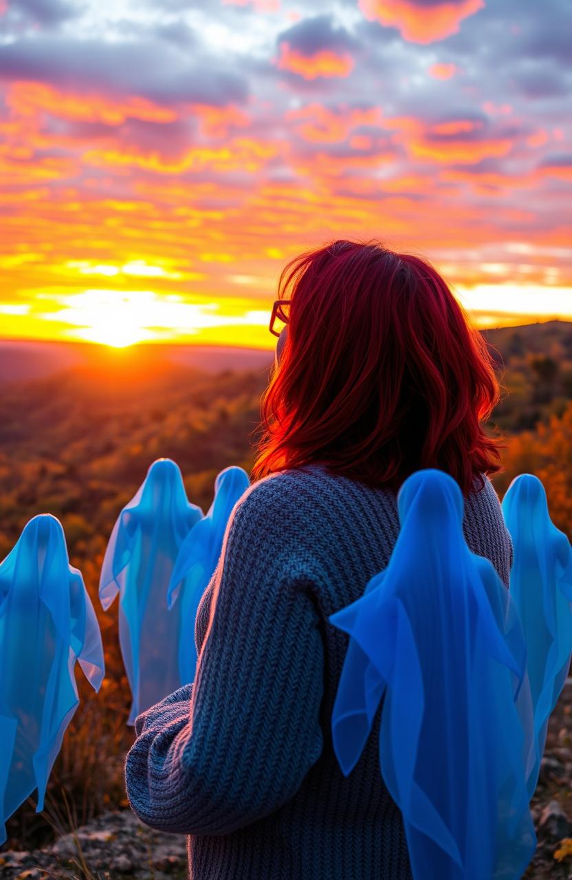 Autumn Bliss: Curvy Woman Admiring Texas Sunset