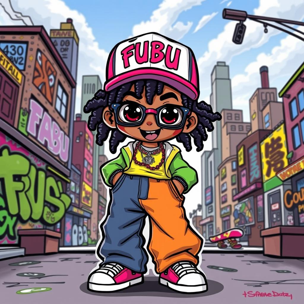 Vibrant FUBU-Inspired Cartoon Character