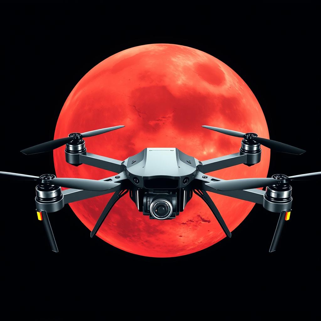 Vivid Military Unit Flag Design with Mars and FPV Drone