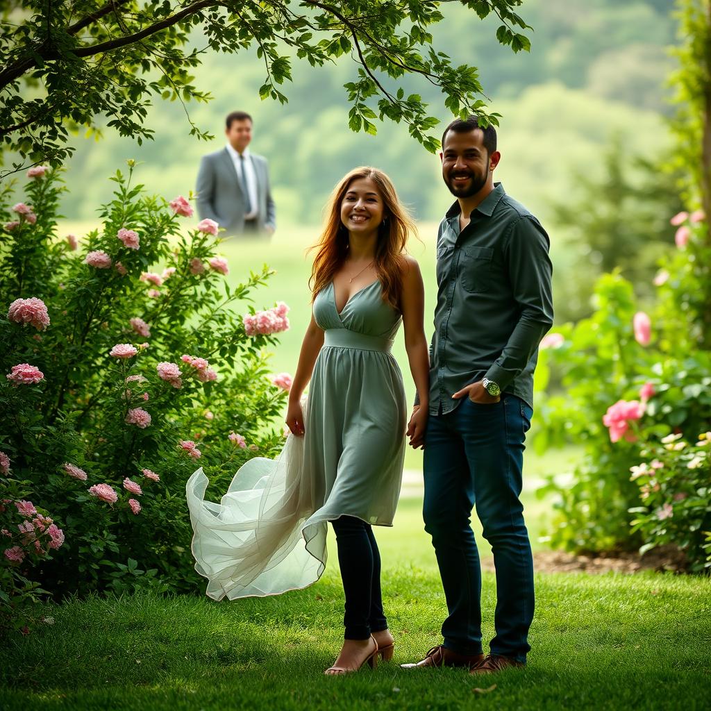 Love in Bloom: A Romantic Outdoor Embrace