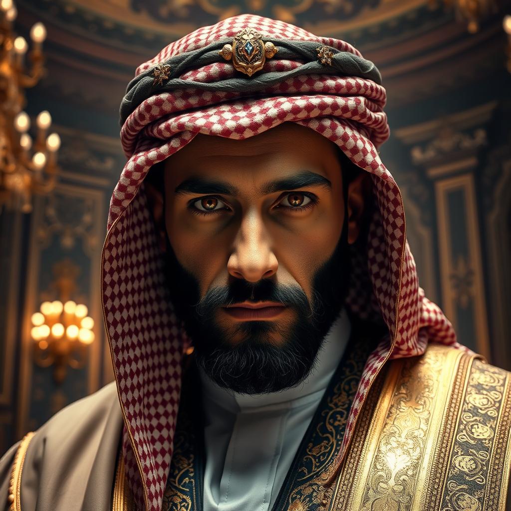 Regal Arabic King in Traditional Attire