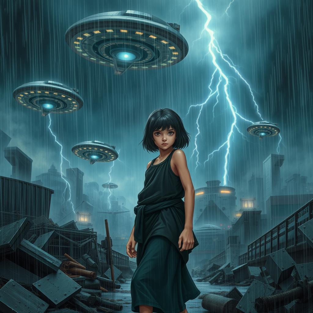 Bravery Amid Chaos: A Young Girl's Fight During an Alien Invasion