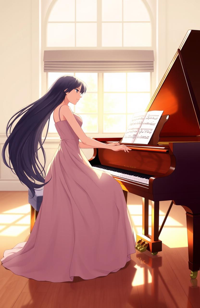 Melodies in Motion: A Girl at the Grand Piano