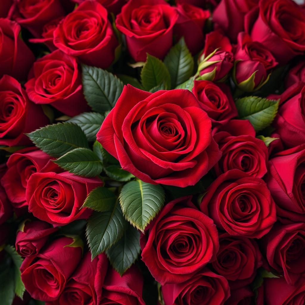 Stunning Close-Up of Deep Red Roses
