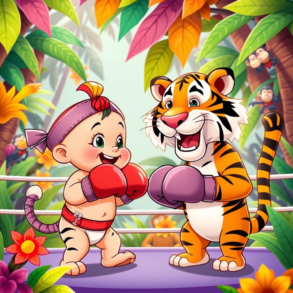 Playful Boxing Match: Baby vs. Tiger