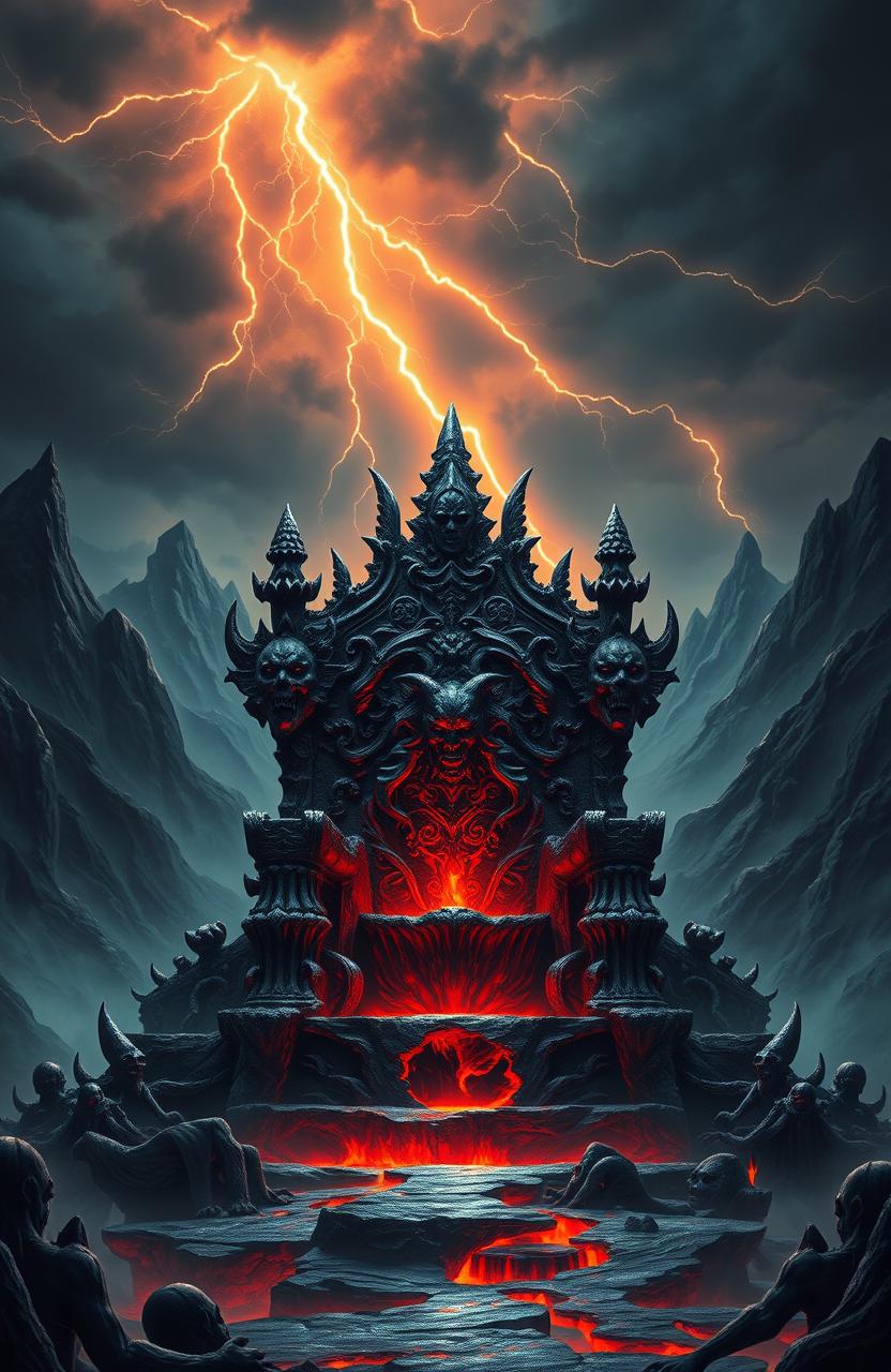Throne of Shadows: A Fiery Obsidian Masterpiece