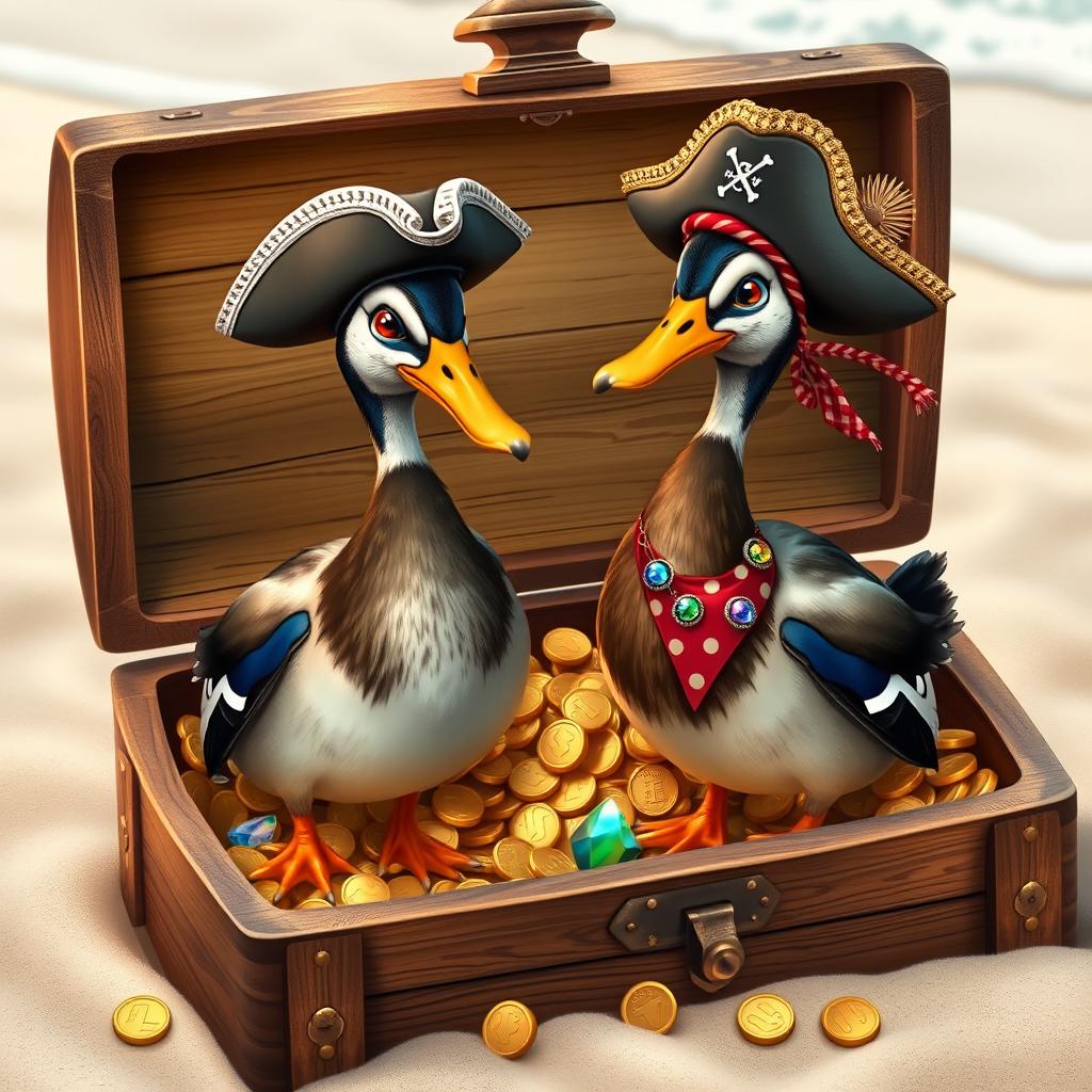 Dazzling Duo: Indian Runner Ducks with Treasure