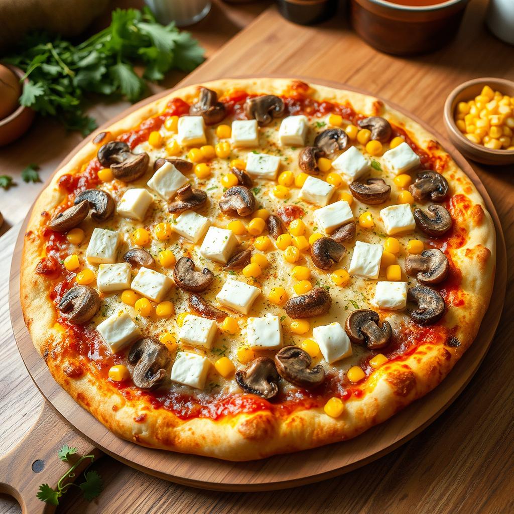 Savor the Ultimate Paneer Mushroom Corn Pizza