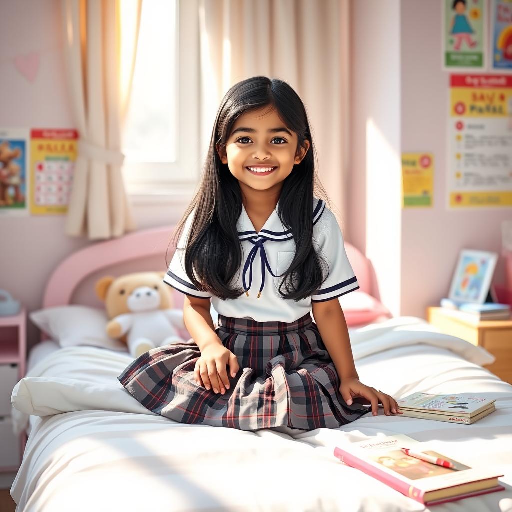 Charming Indian School Girl in Traditional Uniform
