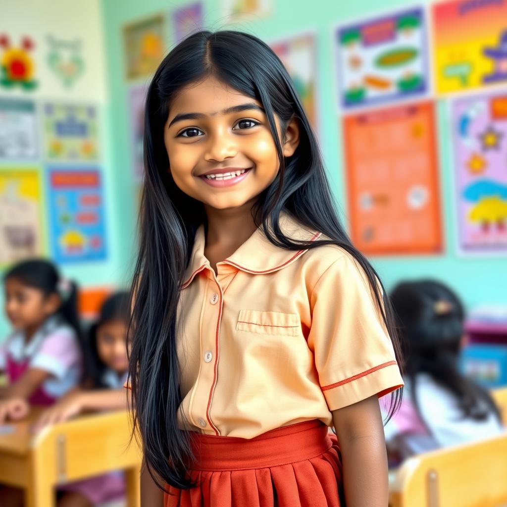 Vibrant School Days: Indian School Girl in Classroom