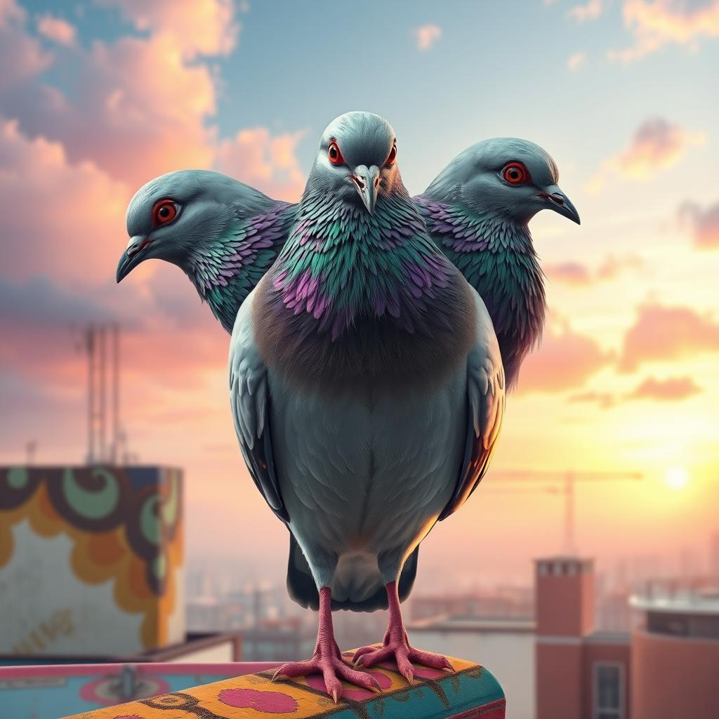 Three-Headed Pigeon: A Surreal Marvel