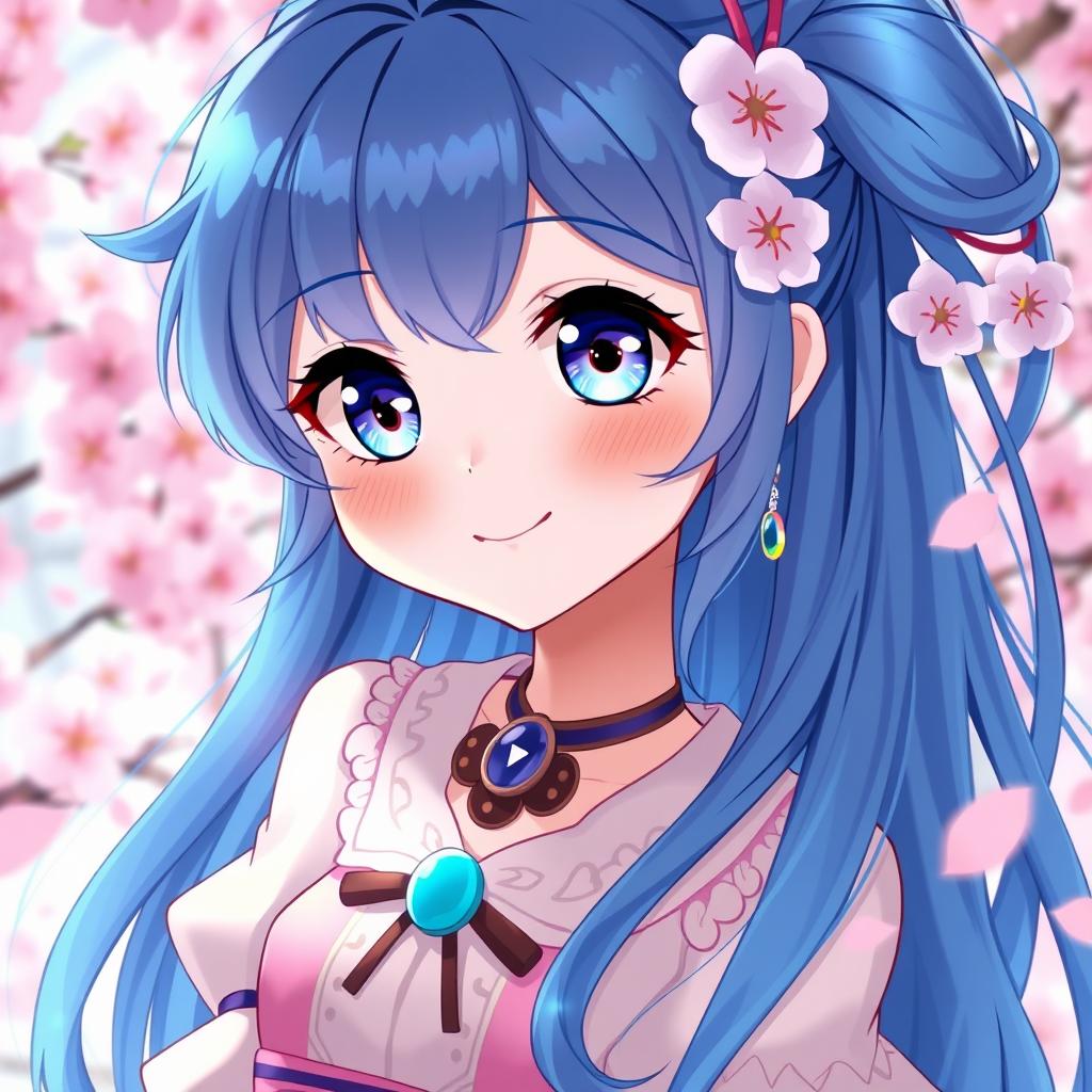Enchanting Blue-Haired Anime Girl Art