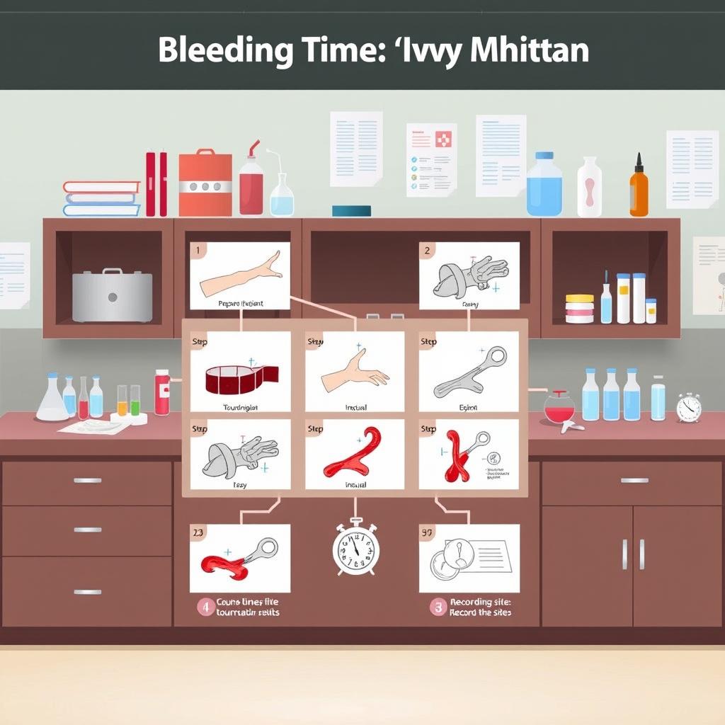 Detailed Educational Illustration of Bleeding Time: Ivy Method in a ...