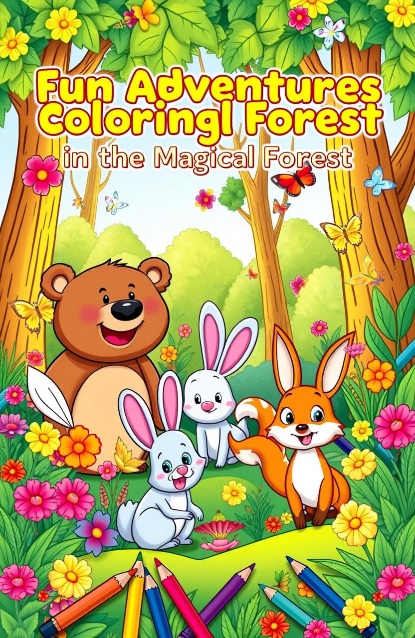 Fun and Creative Kids Coloring Book Covers: Magical Forest & Farm Animals