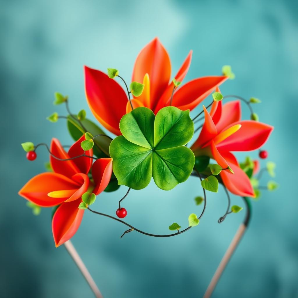 Stunning Shamrock & Heliconia Headpiece Design