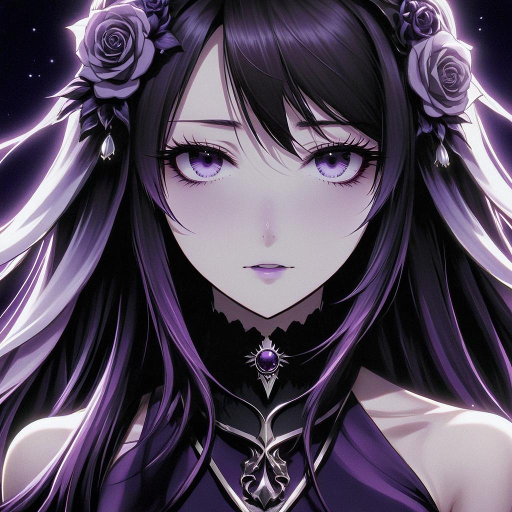 Ethereal Ghostly Beauty: A Haunting Female Specter in Deep Purple