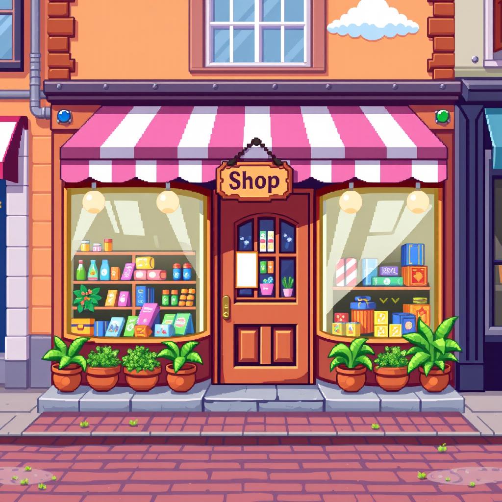Discover a Charming Pixel Art Shop Exterior
