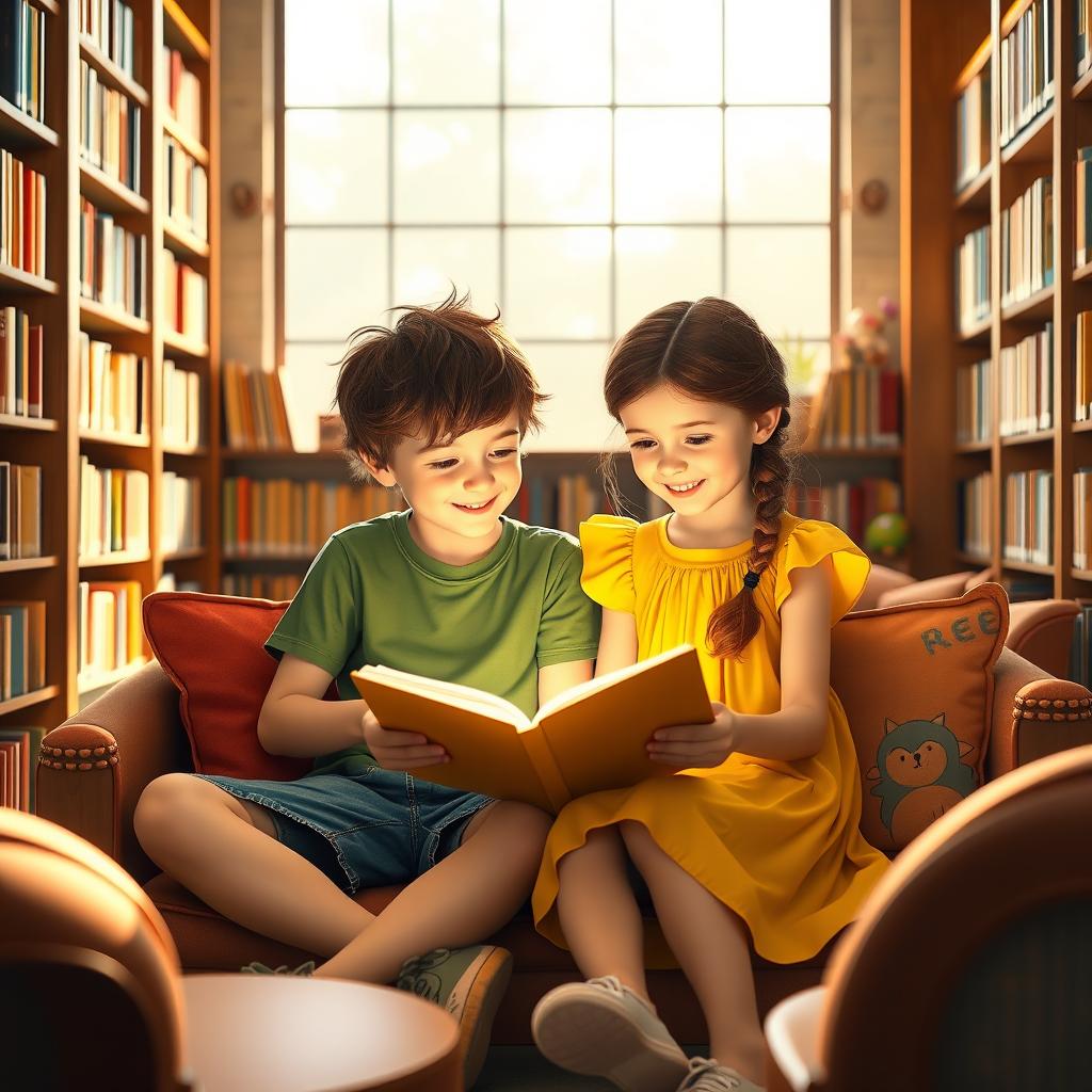 Adventure Awaits: Kids in a Cozy Library