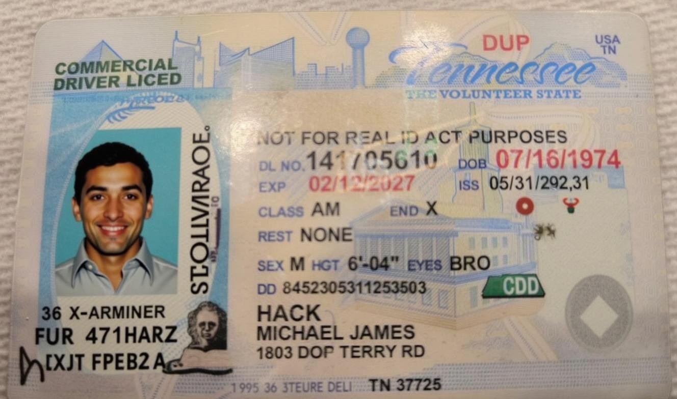 Vibrant Tennessee Driver's License Illustration