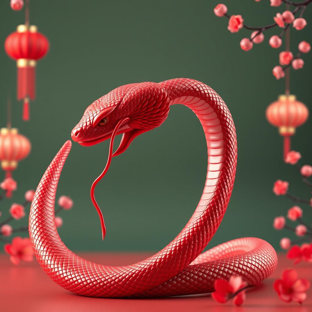 Elegant 3D Snake Animation for Chinese New Year
